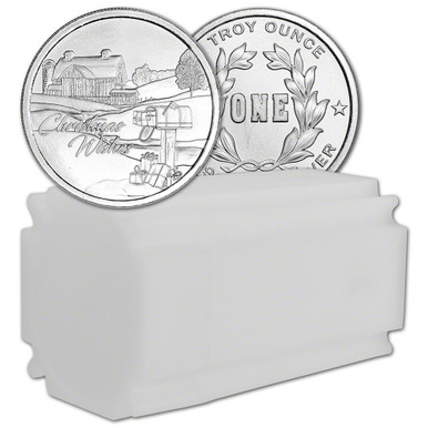 1 oz Silver Round CNT Christmas Barn Design .9999 Fine Tube of 20 ...