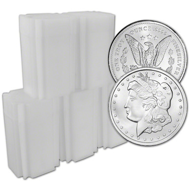 100-pc 1 oz Silver Round CNT Morgan Design .9999 Fine 5 Tubes of 20 ...