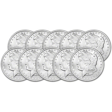 TEN (10) 1 oz Silver Round CNT Morgan Design .9999 Fine [SILVER-Rnd-1oz ...