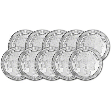 TEN (10) 1 oz Silver Round SilverTowne Buffalo Stackable .999 [SILVER ...