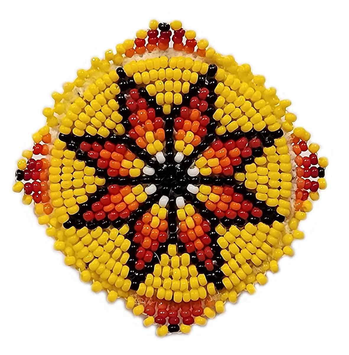 Native American Hand Beaded Lapel Pin: Yellow w/ Star