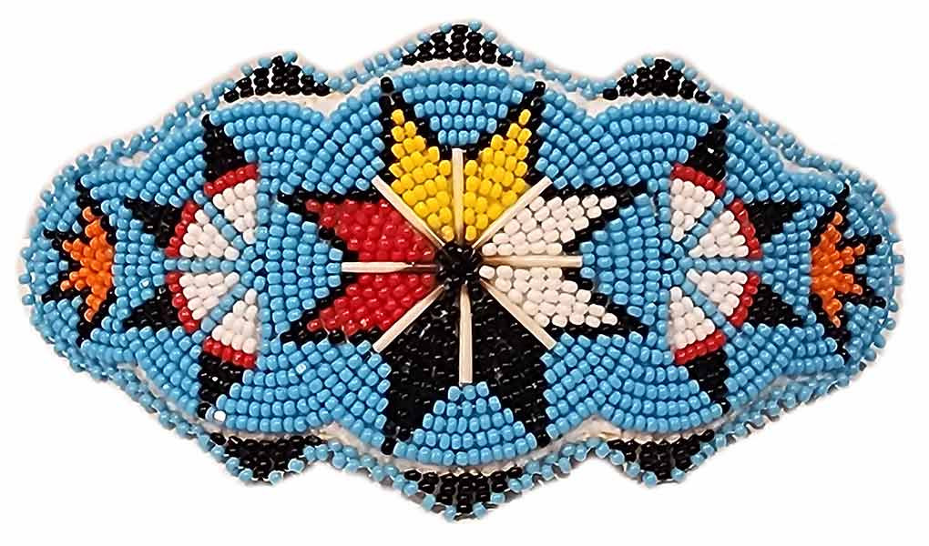 Native American Hand Beaded Hair Barrette: Traditional Star