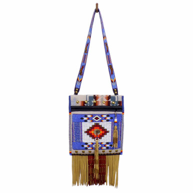 Native American Hand Beaded XL Purse w Pendleton Material: 4 Buffalo w ...