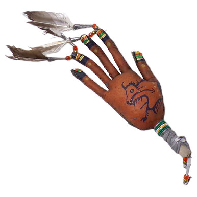 Native American Made Quilled/Painted Hand Rattle: Buffalo Medicine (#1)