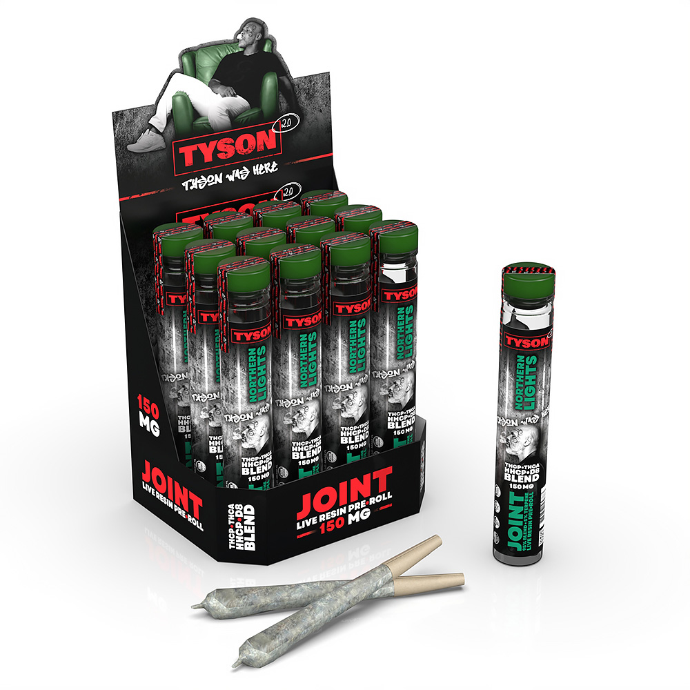 TYSON 2.0 Joints THCA + THCP + HHCP + D8 Live Resin Pre-Rolls