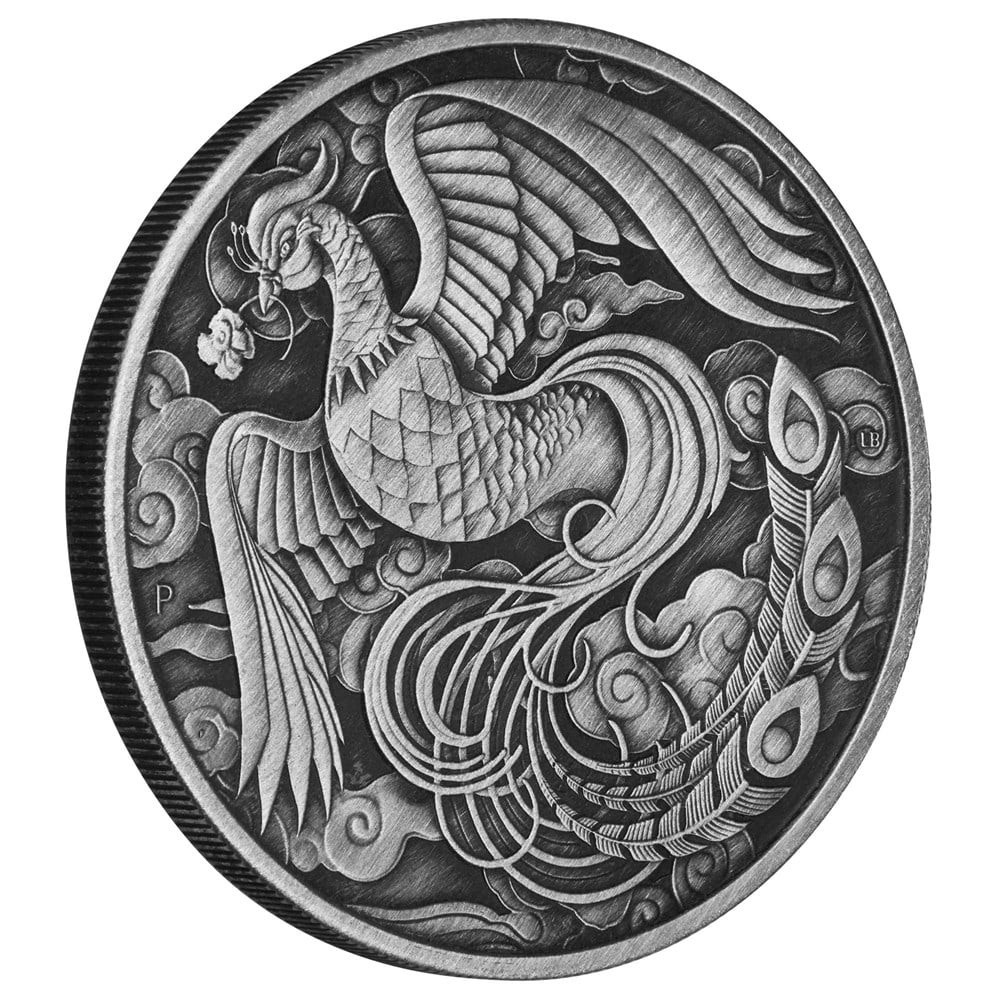 Chinese Myths and Legends Phoenix 2023 1oz Silver Antiqued Coin in Card ...