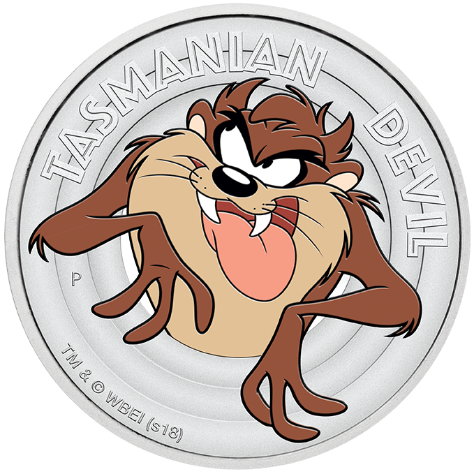 2018 LOONEY TUNES - TASMANIAN DEVIL 1/2oz Silver Proof Coin - Presented ...