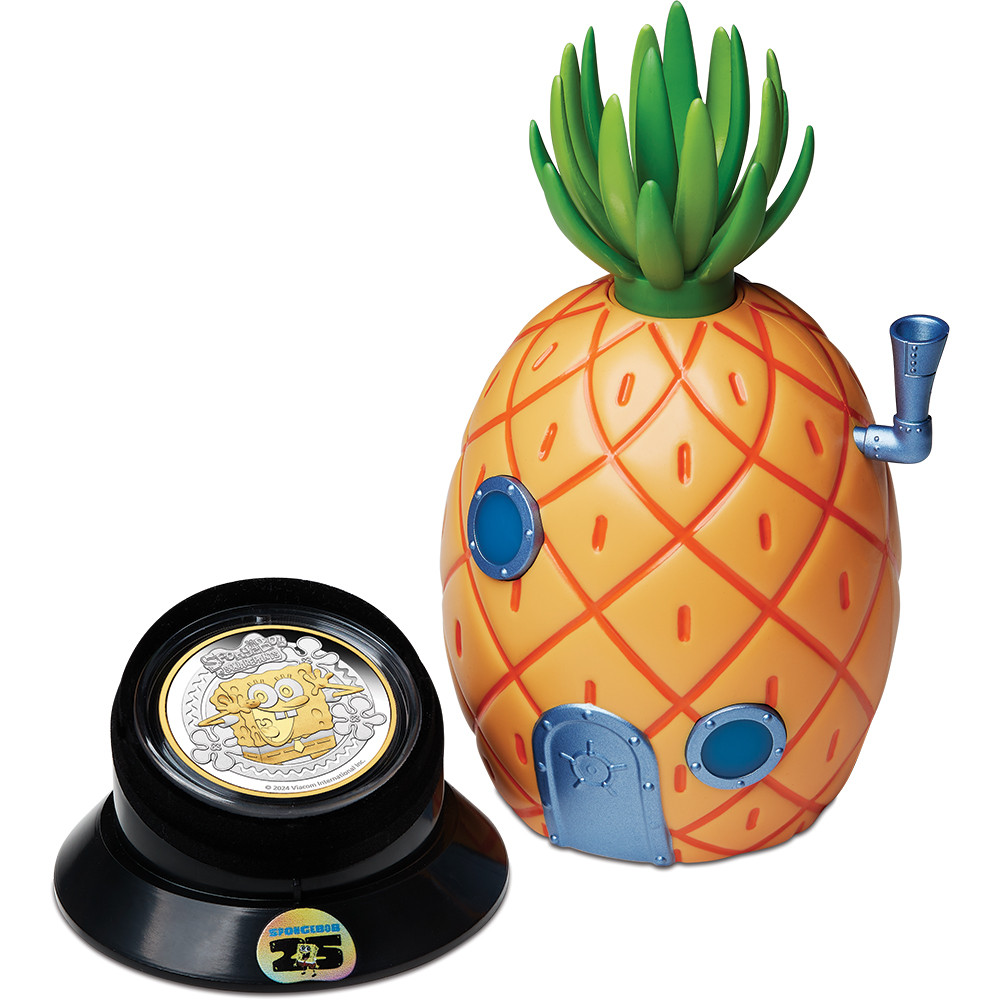 SpongeBob SquarePants 2024 2oz Silver Proof Gilded Coin