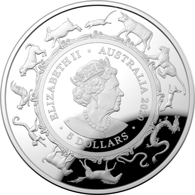 2020 $5 Lunar Year Of The Rat 1oz Silver Proof Domed Coin - Presented ...