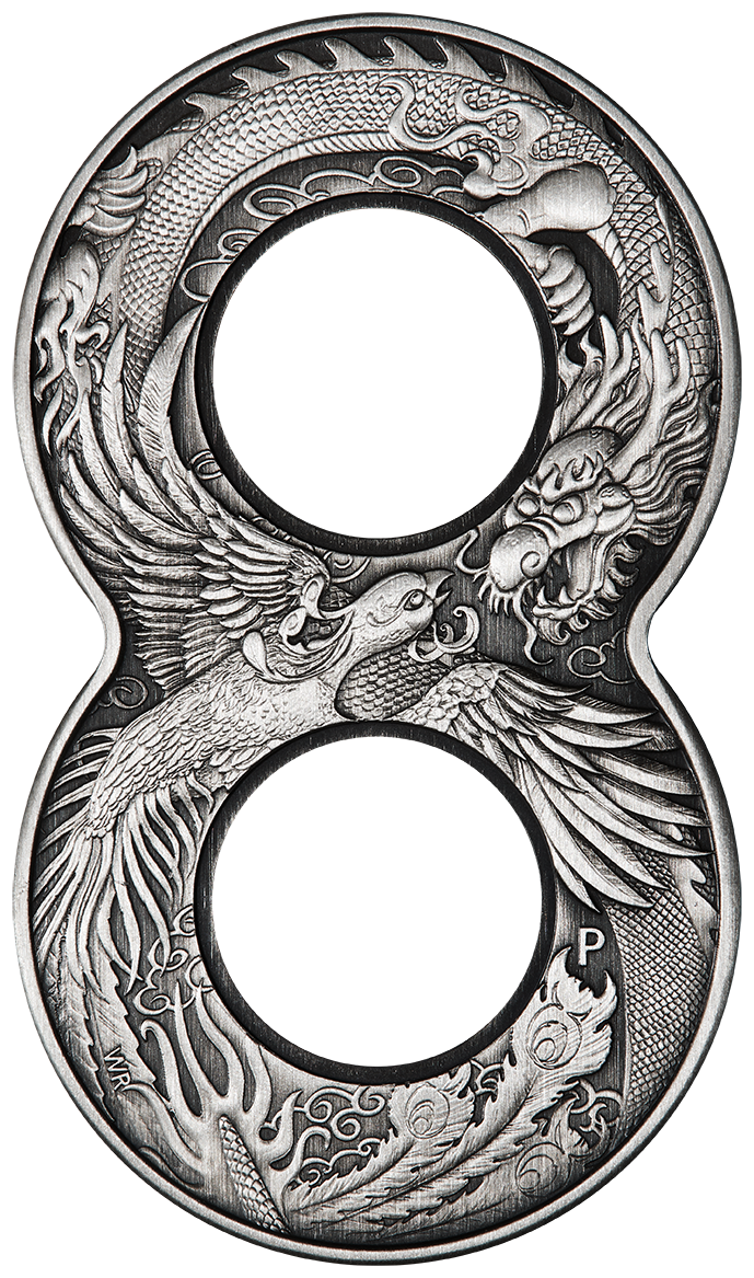 2020 Figure 8 Dragon and Phoenix 2oz Silver Antiqued Coin - Presented ...