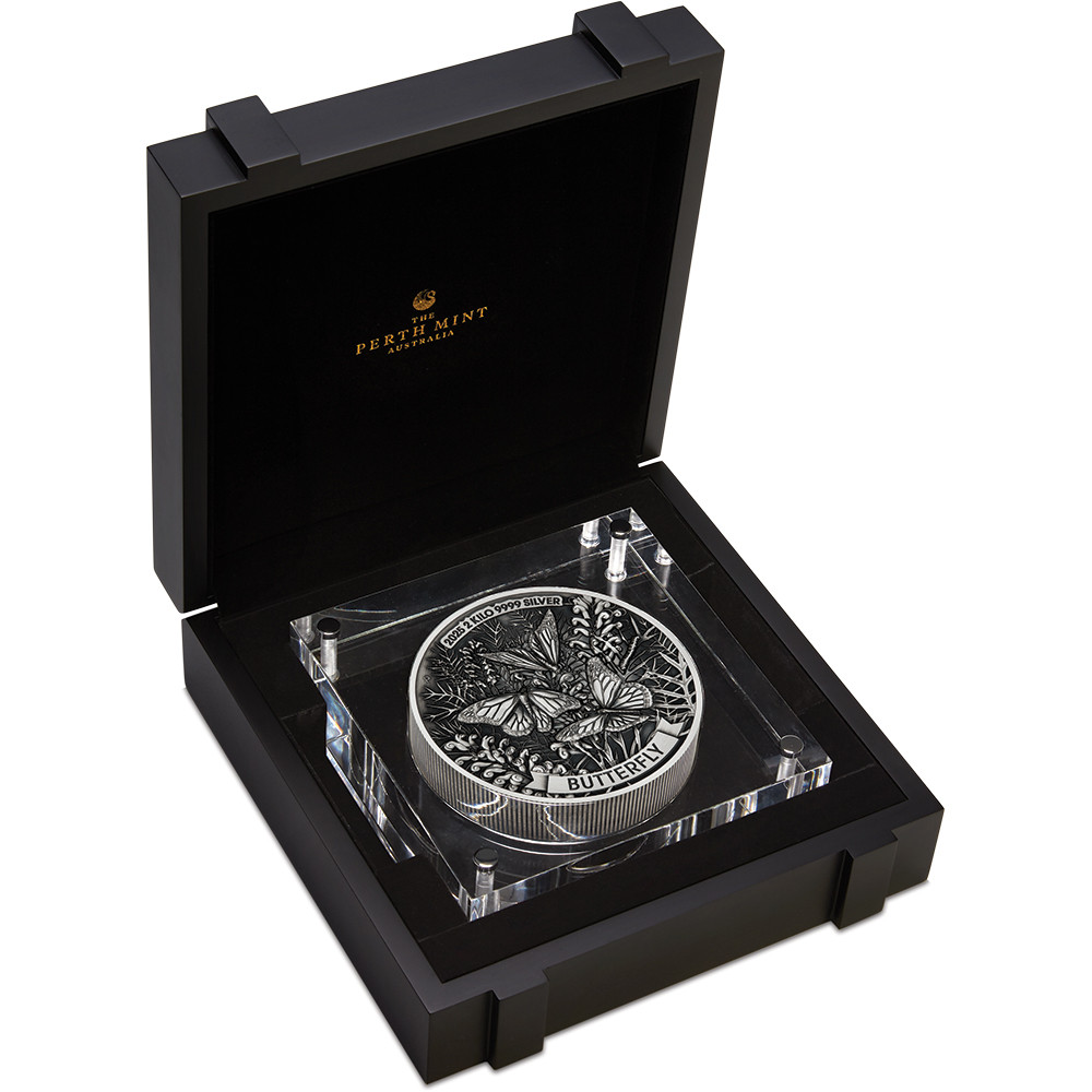 Butterfly 2025 2 Kilo Silver High Relief Antiqued Coin