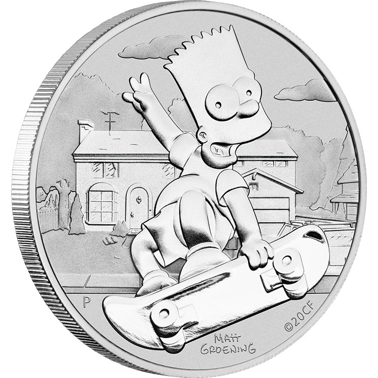 Bart Simpson 2020 1oz Silver Coin in card - Presented by The Coin Company