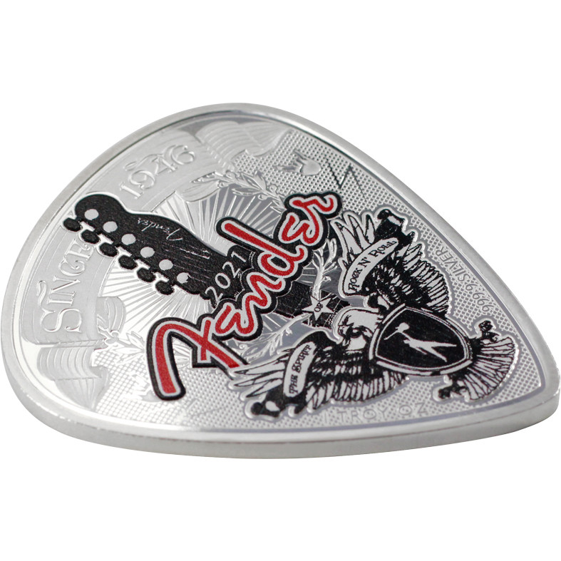 2021 Fender 75th Anniversary 1oz Silver Guitar Pick Coin - Presented by ...