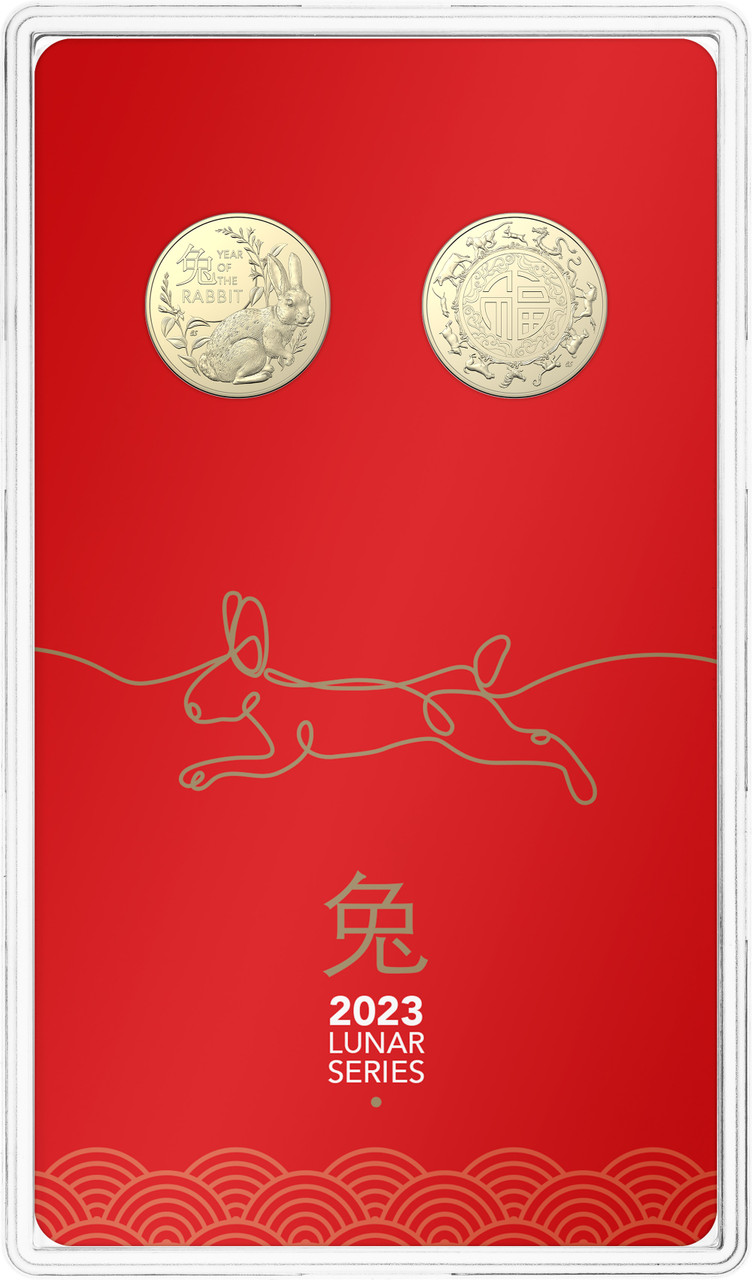 Year of the Rabbit 2023 $1 AlBr Uncirculated 2 Coin Set - Presented by ...