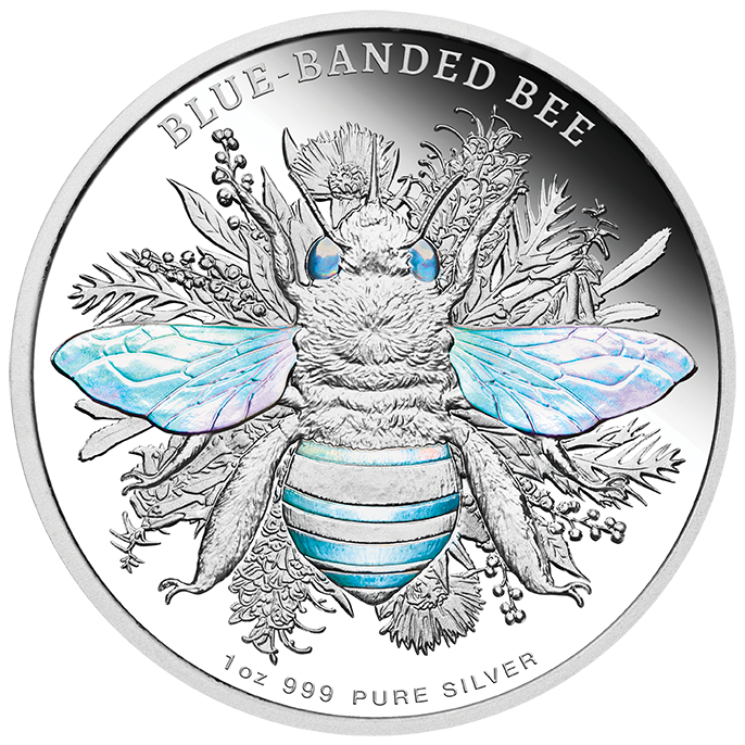 2025 Australian Native Bees - Blue-banded Bee 1oz Silver Proof Hologram ...