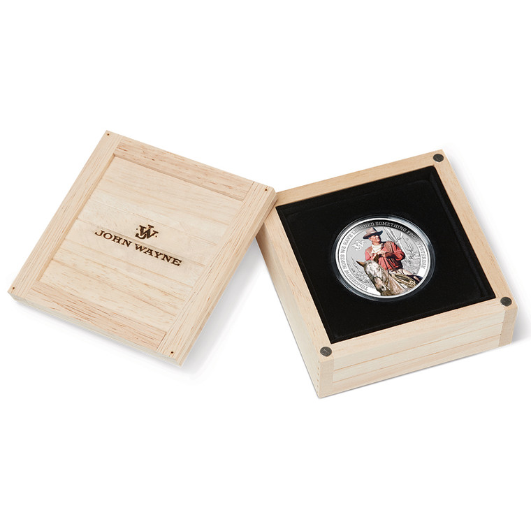 John Wayne 2022 1oz Silver Coloured Coin - Presented by The Coin Company