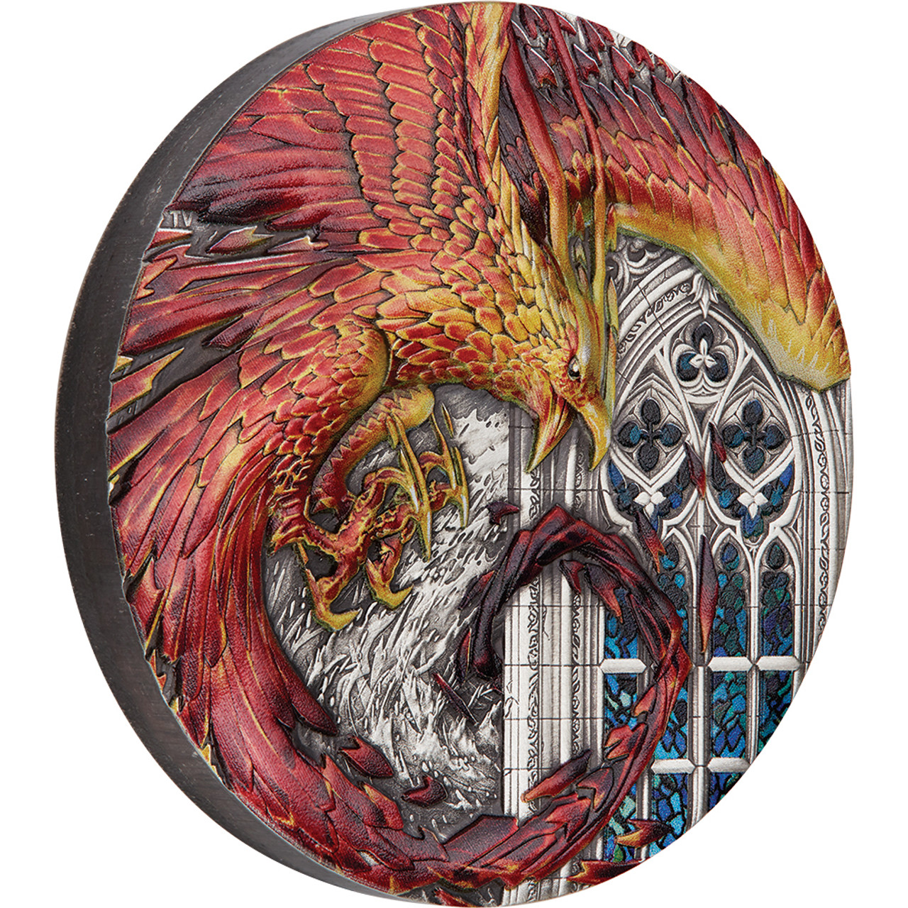 2022 Rising Phoenix 5oz Silver Antiqued Coloured Coin - The Coin Company