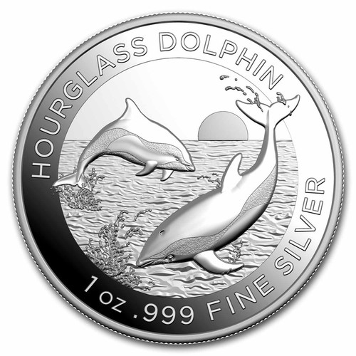 2024 $5 1 oz Fine Silver High Relief Coin - Dolphin Hourglass