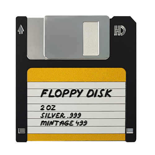 Floppy Disk 2024 $2 Niue 2oz Colored Silver Coin