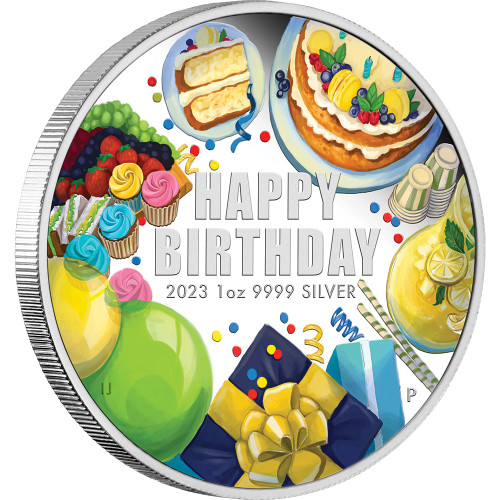 Happy Birthday 2023 1oz Silver Proof Coloured Coin - Presented by The ...