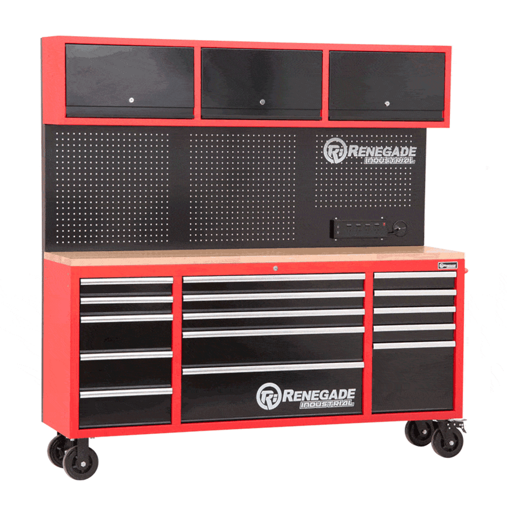 Renegade Industrial 72 15 Drawer Tool Cabinet Work Station RIRC7215WS TradeTools
