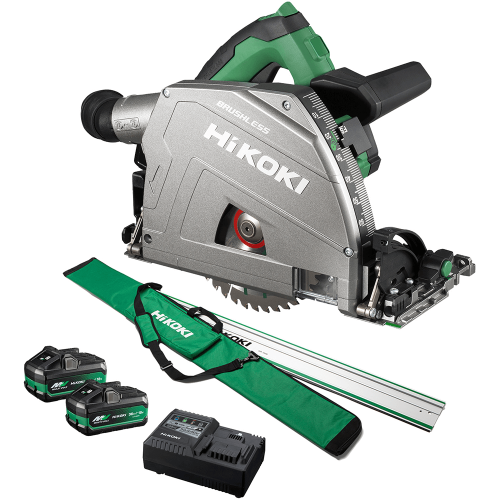 HiKOKI 36V 5.0Ah/2.5Ah MultiVolt 165mm (6-1/2") Brushless Cordless Plunge Cut Saw Kit With ...