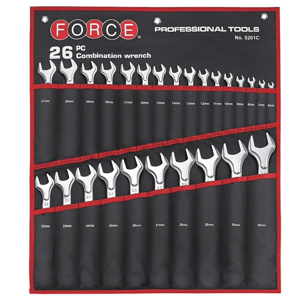 Force 26 Piece Metric Ring Open Ended Spanner Set - 5261C | TradeTools