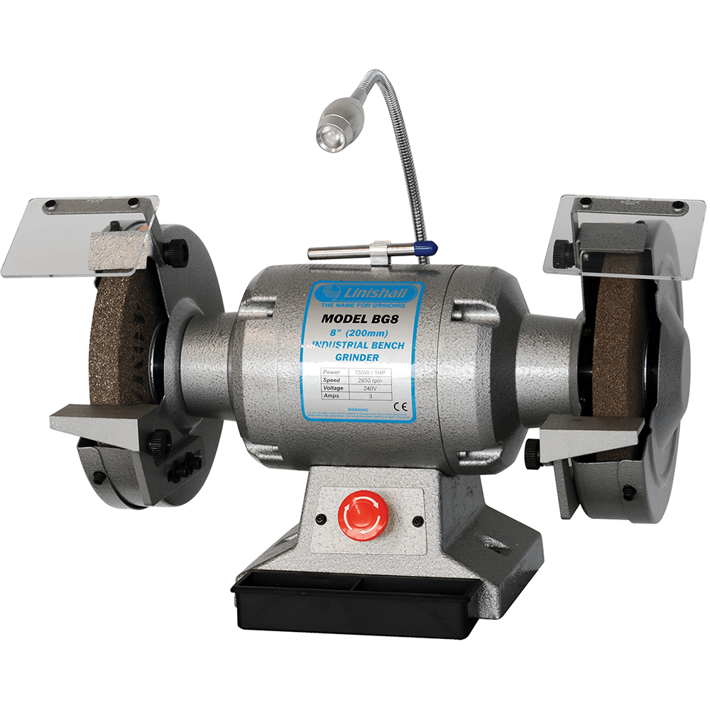 Linishall 200mm (8") 750W Heavy Duty Bench Grinder With Work Light ...
