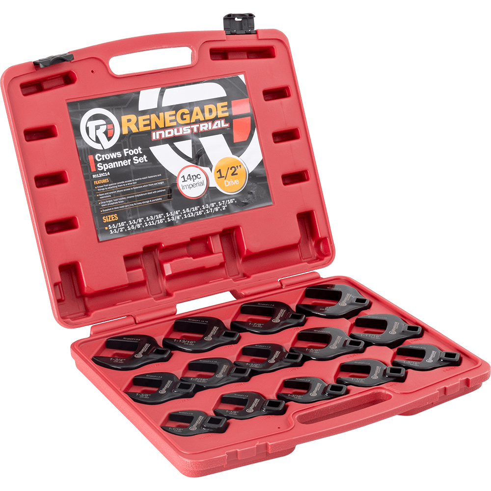 Renegade Industrial 14 Piece 1/2" Drive Imperial Crows Foot Spanner Set ...