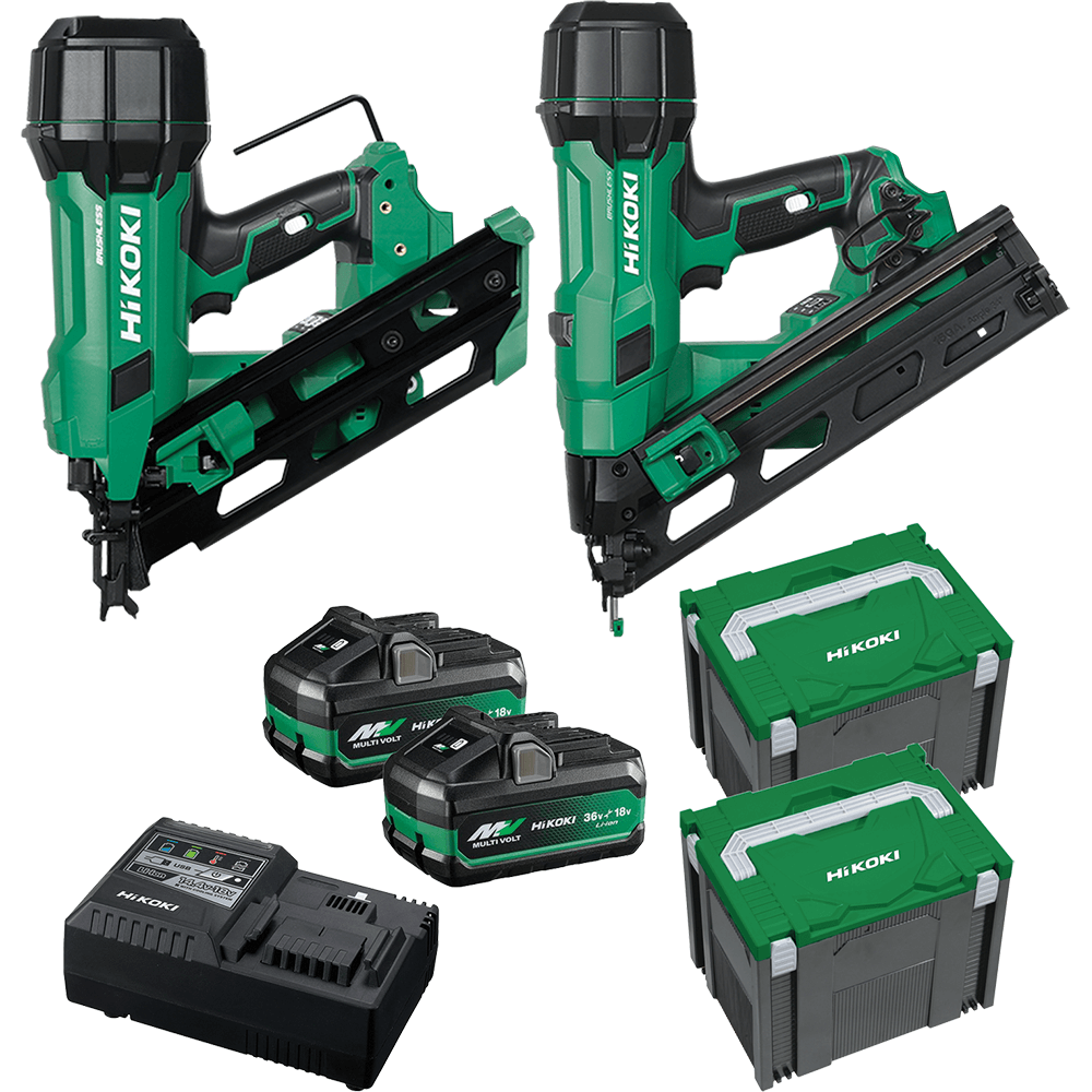 HiKOKI 18V 5.0Ah MultiVolt Brushless Cordless 2 Piece Framer & DA ...