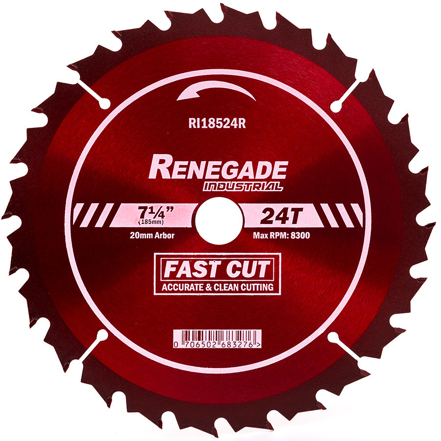 Renegade Industrial RED 185mm (7-1/4") x 24T Fast Cut Timber Circular ...