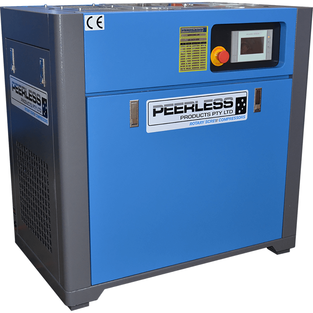 Peerless 7.5HP Rotary Screw Compressor Variable Speed 700LPM Base Mount ...