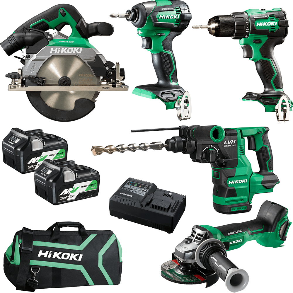 HiKOKI 18V 5.0Ah MultiVolt Brushless Cordless 5 Piece Combo Kit ...