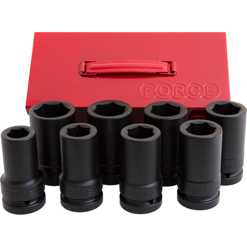 Force 1" Drive 8 Piece Metric Deep Impact Socket Set - 8081D | TradeTools