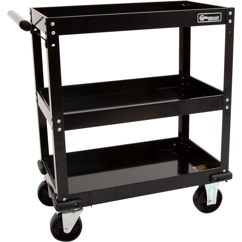 Renegade Industrial 3 Tray Black Tool Trolley - RI28-3TBLA | TradeTools
