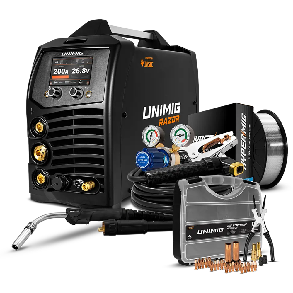 UNIMIG RAZOR 200 Amp Synergic Pulse MIG/TIG/Arc Welder Bundle - U11003K ...