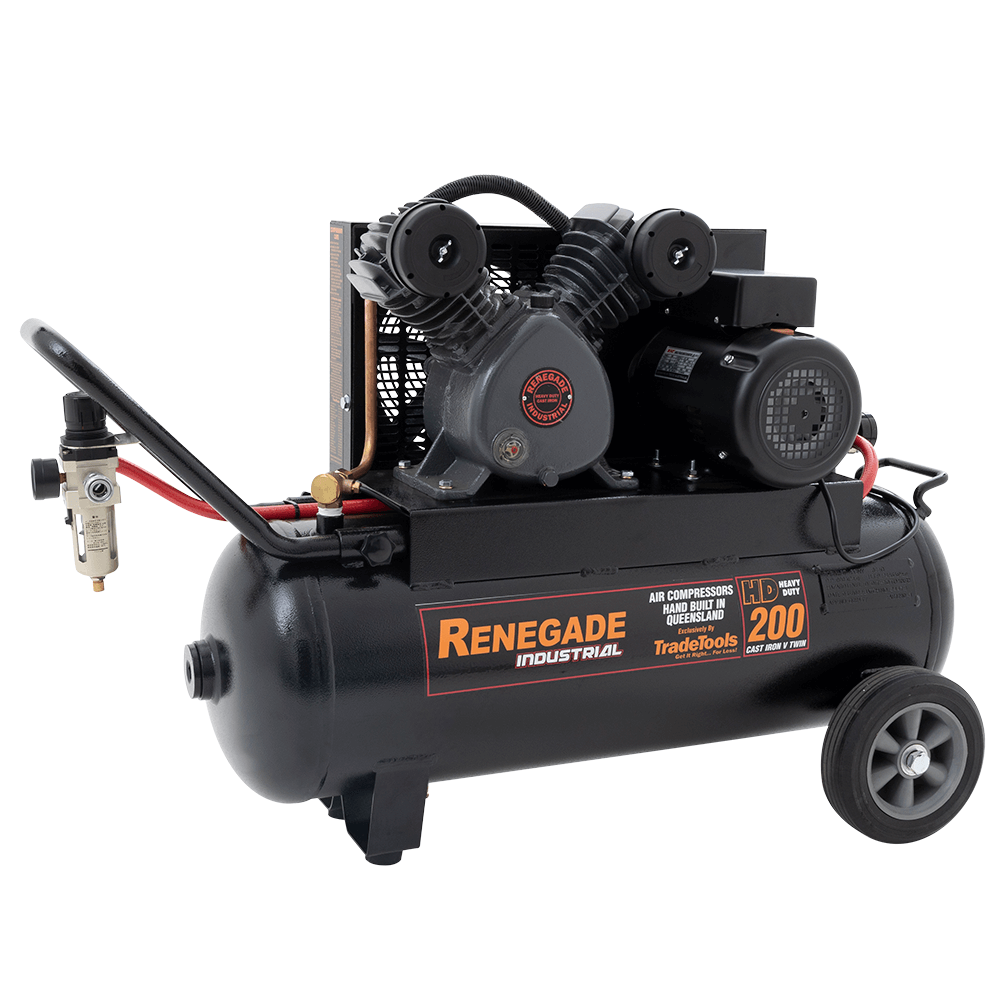 Renegade Industrial 2.2HP 200LPM V-Twin Belt Drive Air Compressor ...