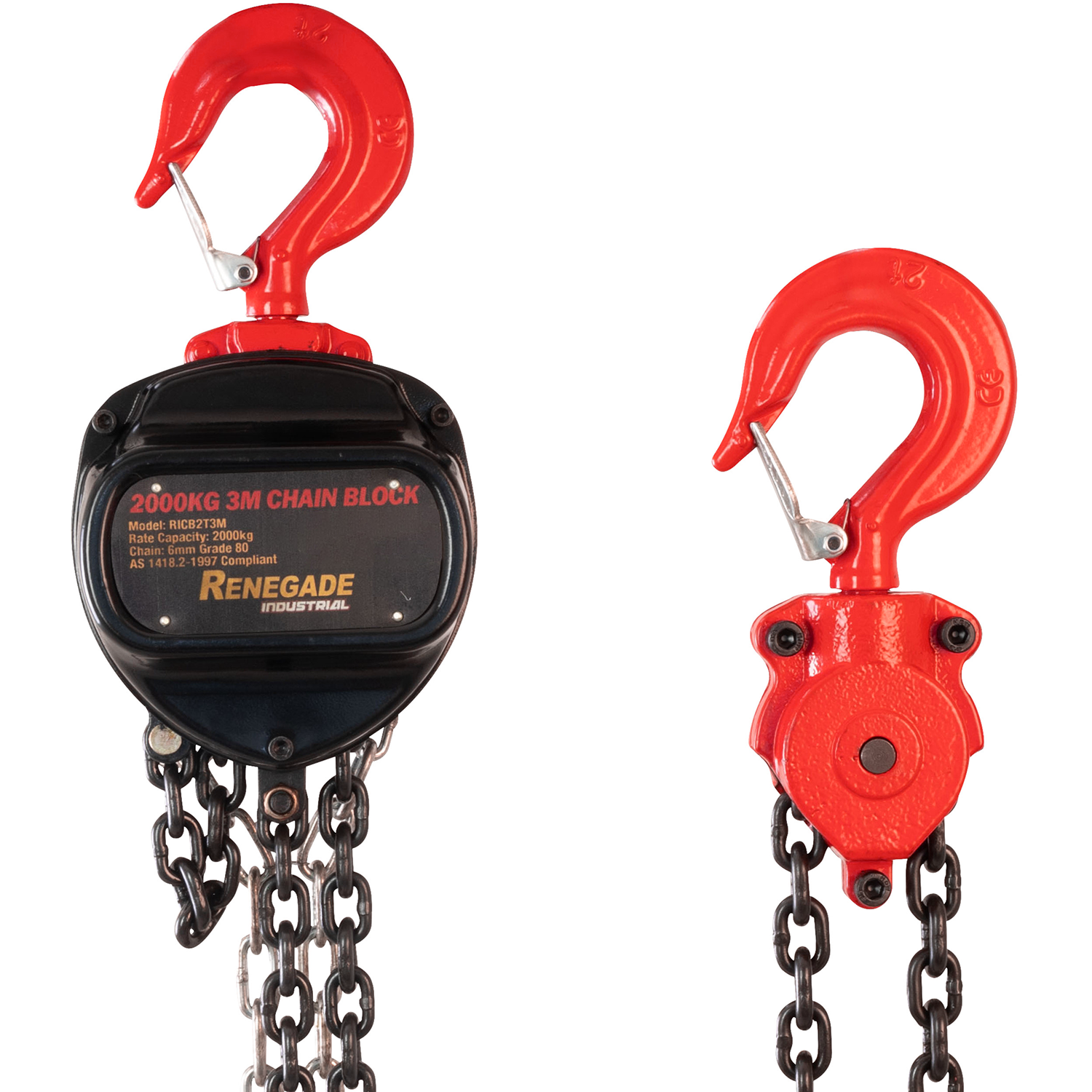 Renegade Industrial 2,000Kg (2T) 3M Drop Chain Block - RICB2T3M ...