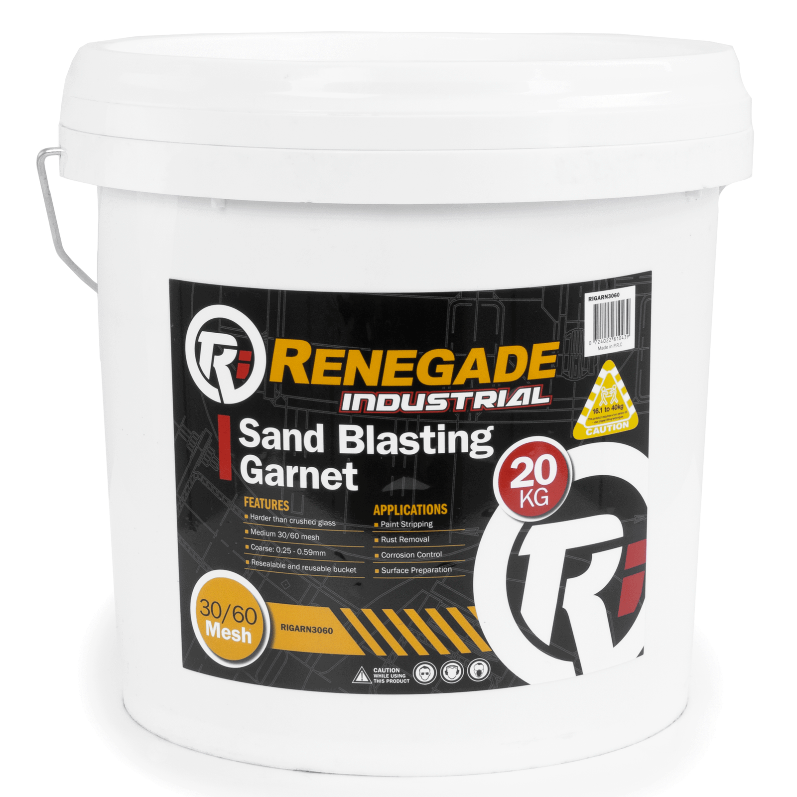 Renegade Industrial 20Kg 30/60 Medium Mesh Garnet Bucket - RIGARN3060 ...
