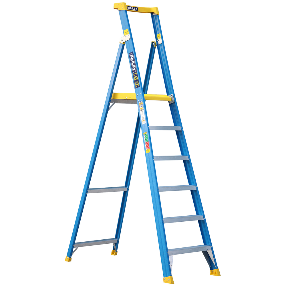 Bailey 1.8M (6') 6 Step Heavy Duty P150 Fibreglass Platform Step Ladder ...