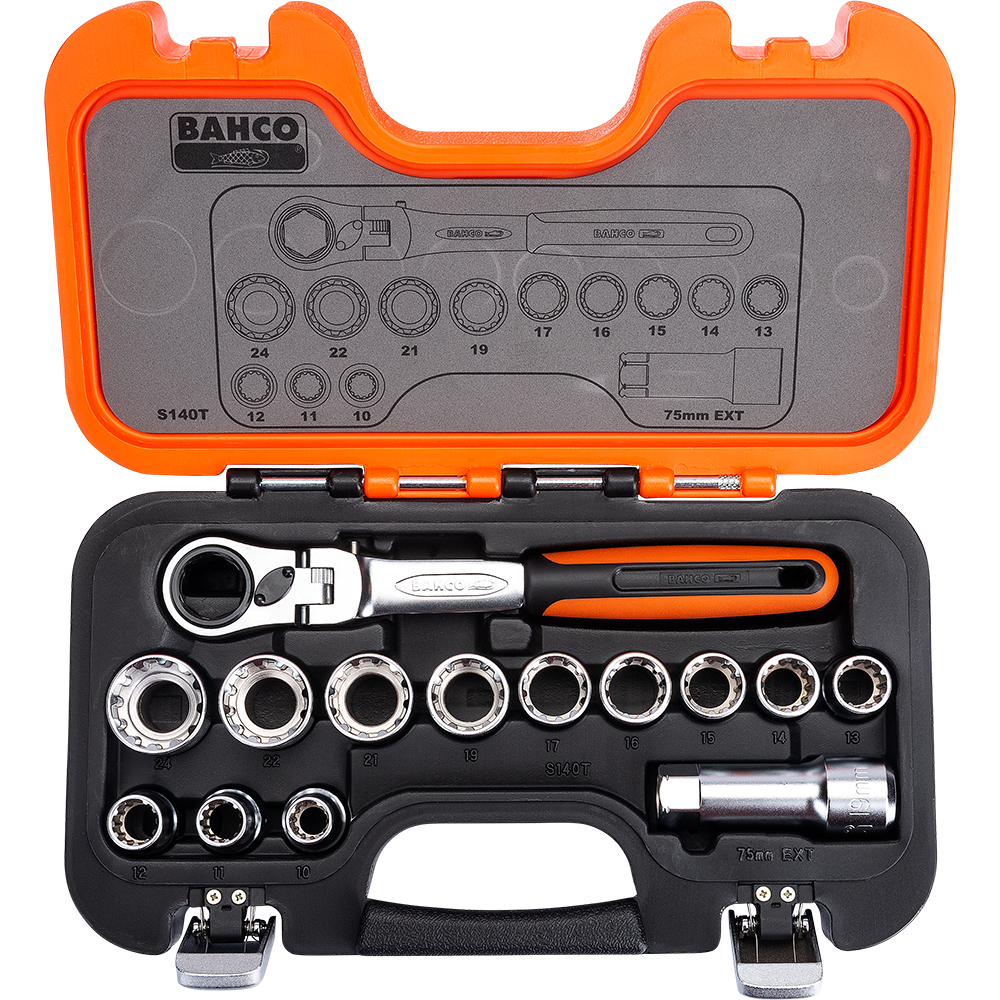 Bahco 14 Piece Metric Pass-Through Socket Set - S140T | TradeTools