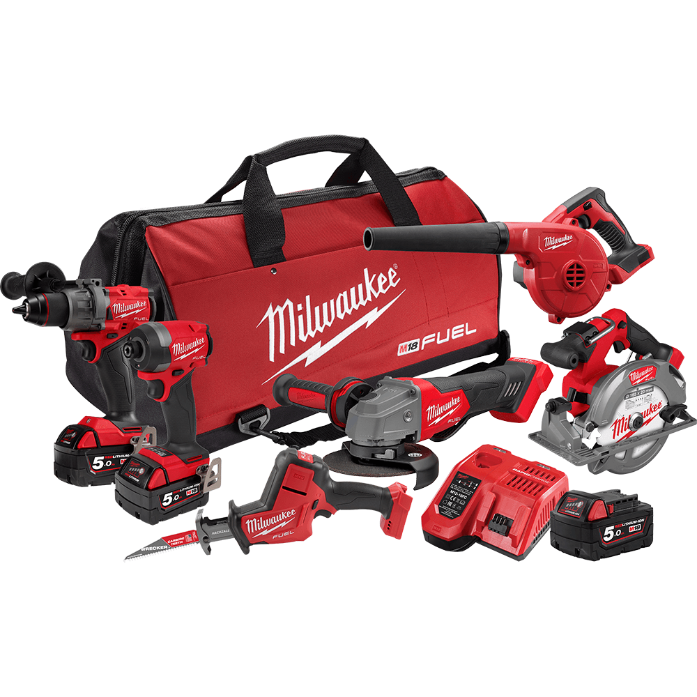 Milwaukee M18 5.0Ah FUEL Brushless Cordless 6 Piece Combo Kit ...