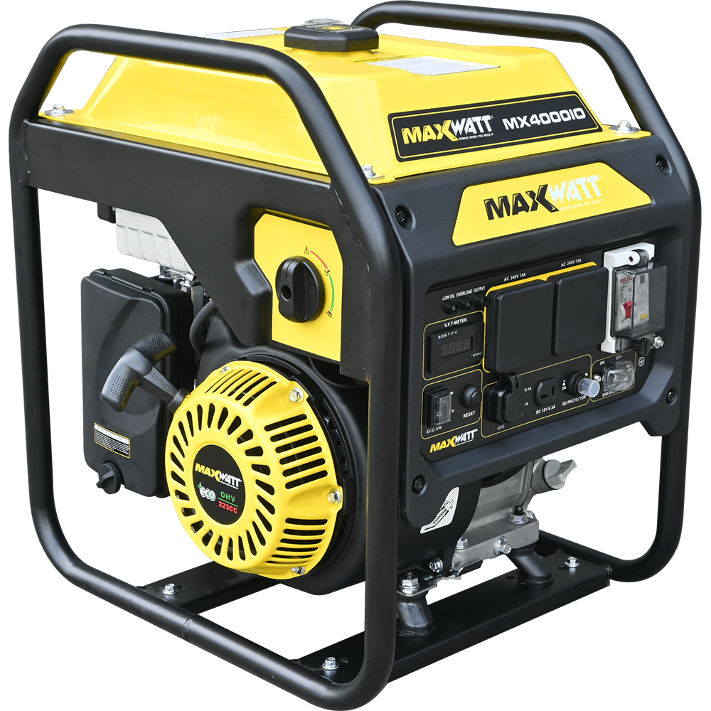 Maxwatt 4000W Recoil Start Petrol Pure Sine Wave Open Frame Digital ...