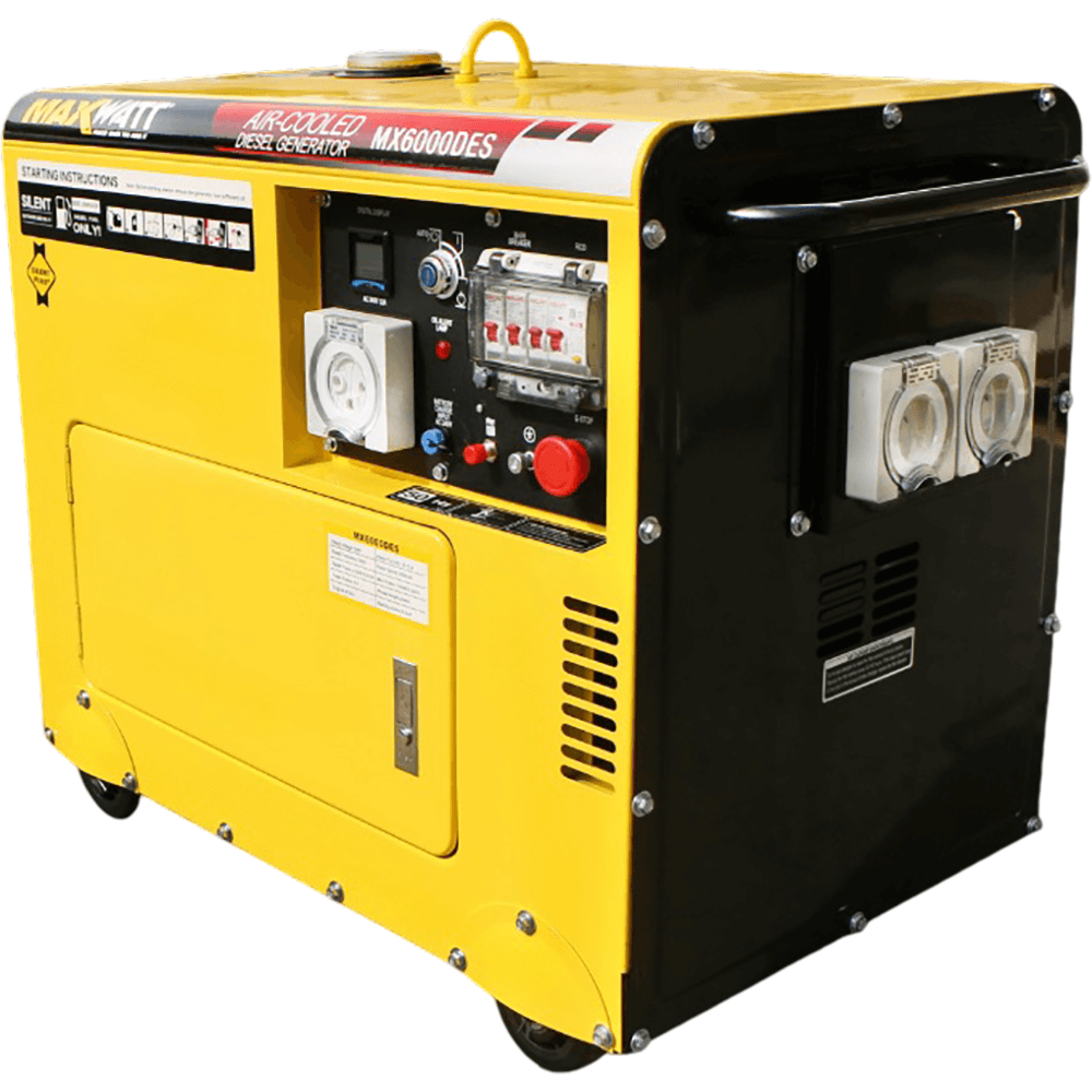 Maxwatt 6kVA 5000W Electric Start Air-Cooled Diesel Silent Generator ...