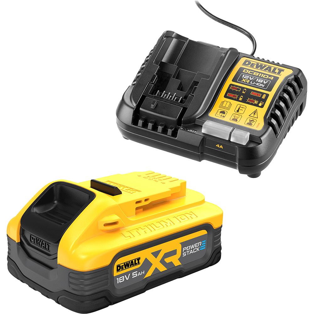 DeWALT 18V XR 5.0Ah POWERSTACK Battery & Charger Starter Pack ...