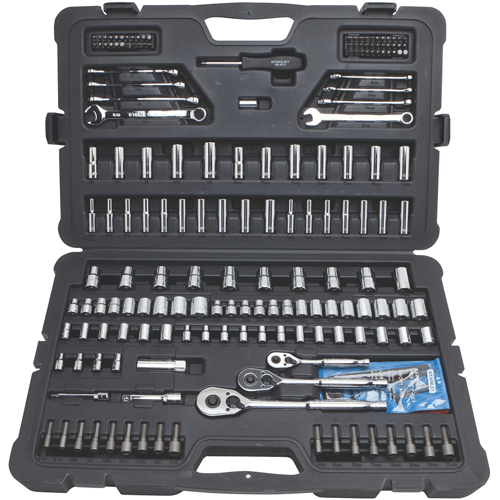 Stanley 201 Piece Mixed Drive Socket, Spanner & Screw Bit Tool Kit ...