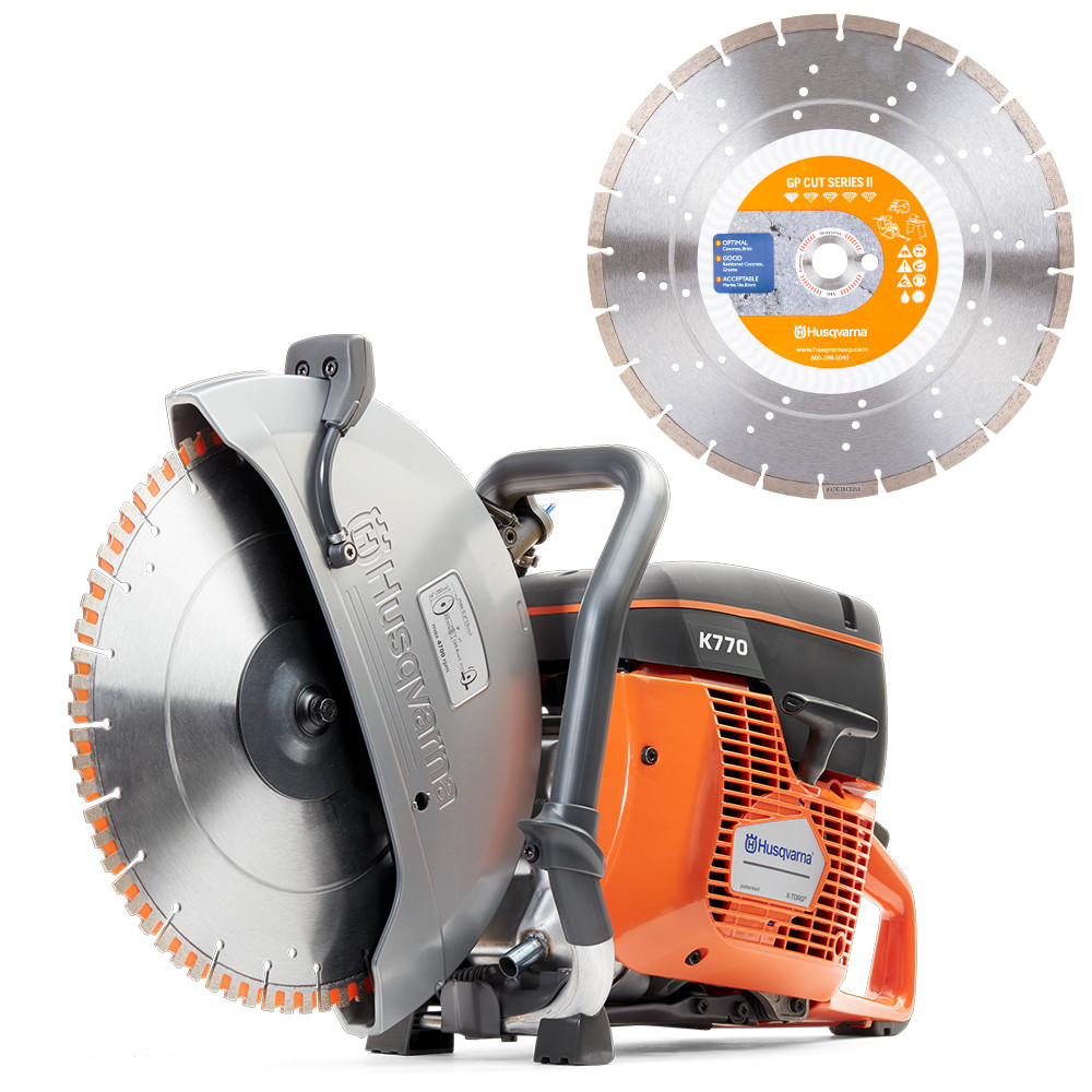 Husqvarna K770 350mm (14") 3.7kW Concrete Saw With 2 Husqvarna Blades ...