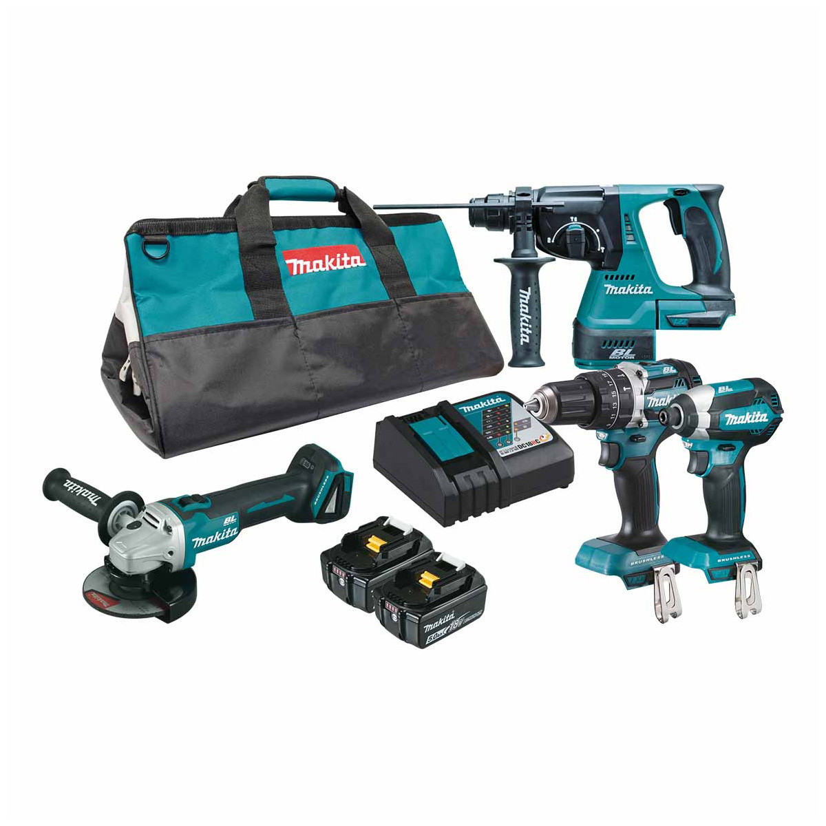 Makita 18V 5.0Ah Brushless Cordless 4 Piece Combo Kit - DLX4102T ...