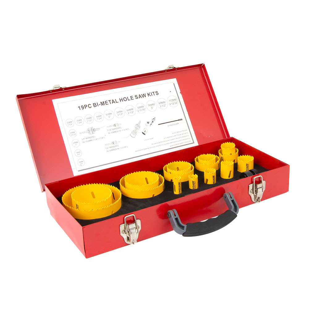 Renegade Industrial 19 Piece Bi-Metal Hole Saw Kit In Metal Box ...
