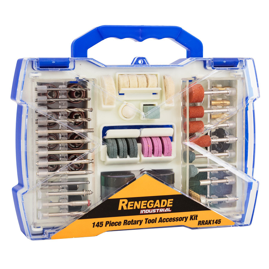 Renegade Industrial Rotary Tool 145 Piece Accessory Kit In Hard Case ...